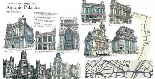 Mapa cultural ilustrado Antonio Palacios por Madrid | Turismo Madrid